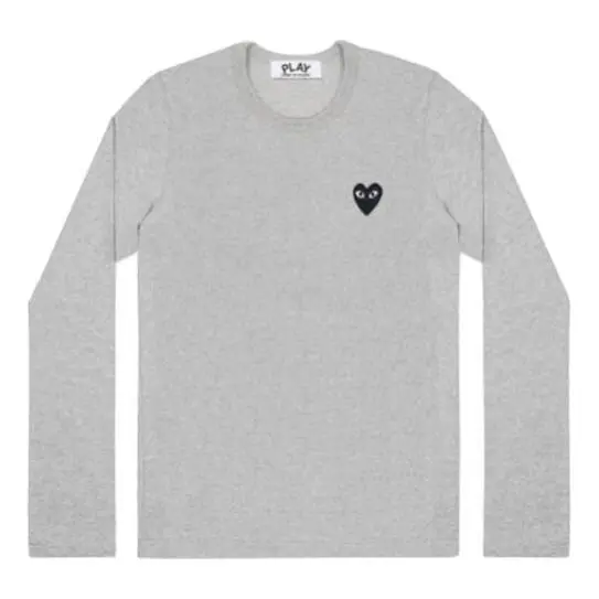 Play Comme Des Garcon Long Sleeves Logo Tee - Grey