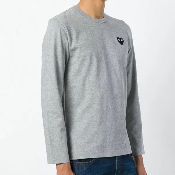 Play Comme Des Garcon Long Sleeves Logo Tee - Grey