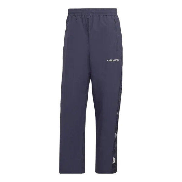 Adidas Originals Solid Color Smiling Face Embroidered Logo Straight Casual Pants/trousers Blue - Multi-color