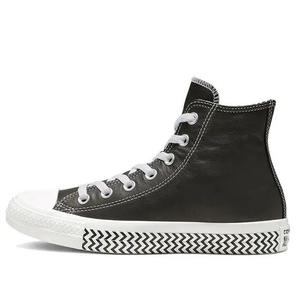 CONVERSE Chuck Taylor All Star Leather High Top Sneakers - Black/white