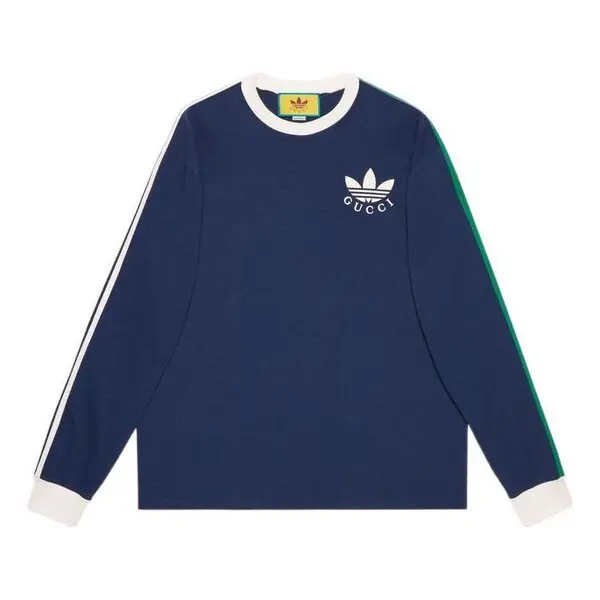 Gucci X Adidas Cotton Jersey Long Sleeve T-shirt - Navy