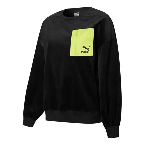 PUMA Contrasting Colors Zipper Pocket Sports Round Neck Pullover