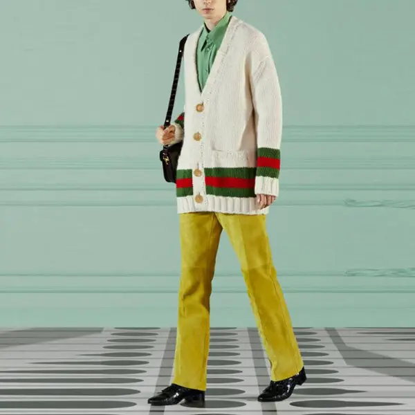 Gucci Wool Cardigan With Web Stripes