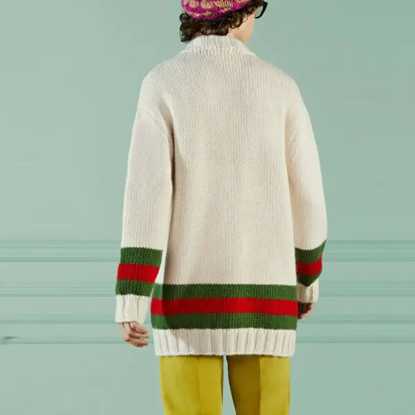 Gucci Wool Cardigan With Web Stripes