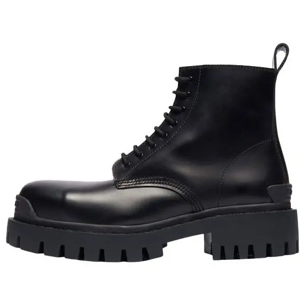 Balenciaga Small Cowhide Lace-up Combat Boots - Black