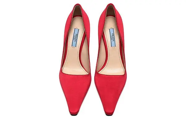 Prada Satin Pointed Toe High Heel Pumps - Red