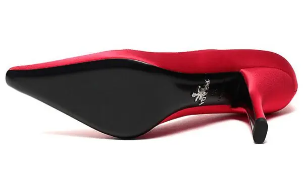 Prada Satin Pointed Toe High Heel Pumps - Red