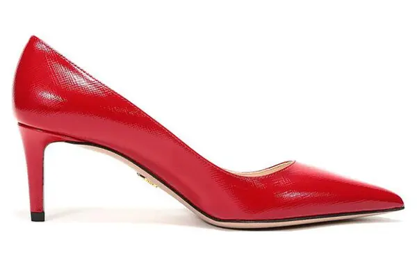 Prada Pointed Saffiano Leather Heels - Red