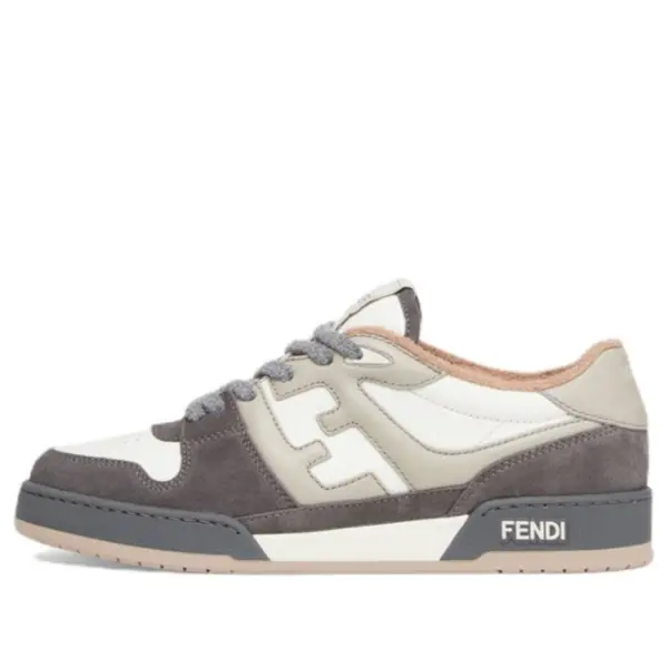 Fendi Match Low Top Suede Sneakers - White/grey