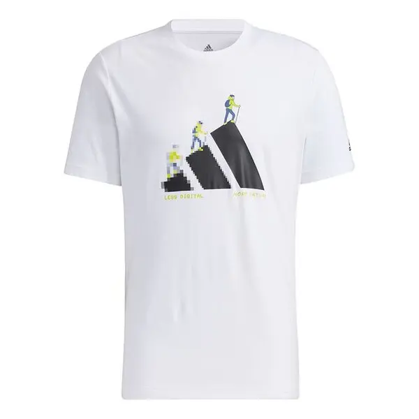 Adidas Graphic Print Round Neck Short Sleeve T-shirt - White
