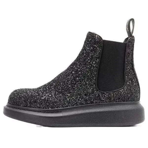 Alexander McQueen Glitter Detail Ankle Boots - Black