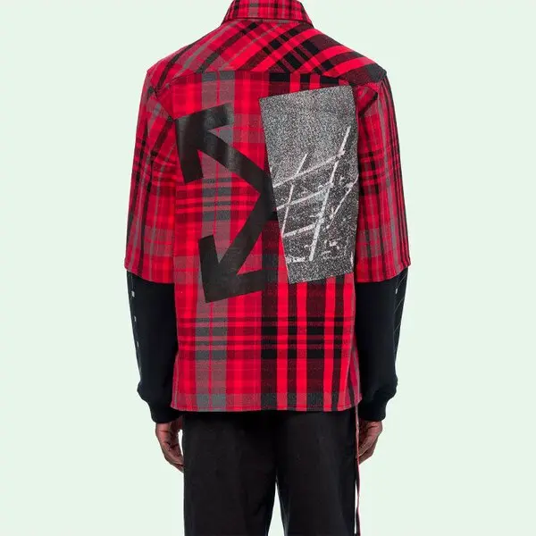 Off-White Jersey Sleeve Checked Shirt 'red Black