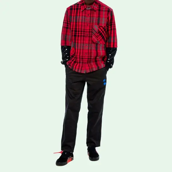 Off-White Jersey Sleeve Checked Shirt 'red Black