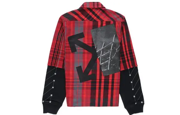 Off-White Jersey Sleeve Checked Shirt 'red Black