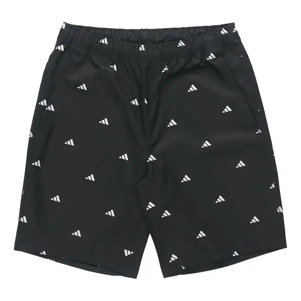 Adidas Logo Print Sports Shorts - Black