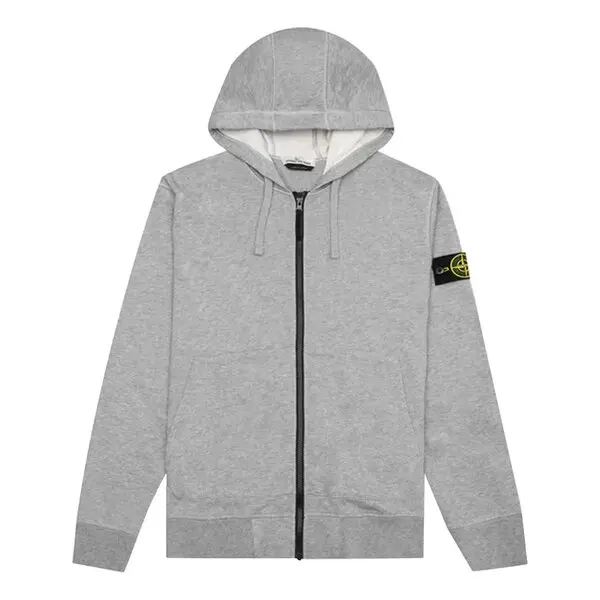 Stone Island Hooded Track Jacket - Melange Grey