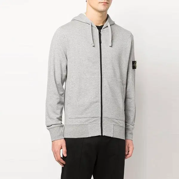 Stone Island Hooded Track Jacket - Melange Grey