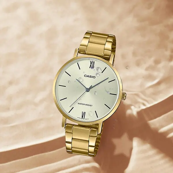 Casio Water Resistant Analog Watch - Gold