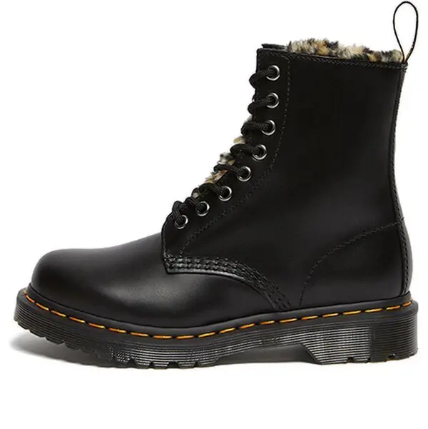 Dr. Martens 1460 Serena Leopard Ankle Boots - Black