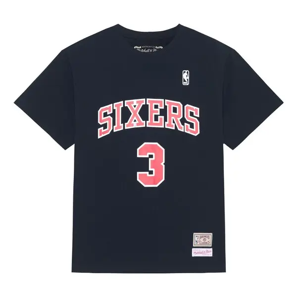Mitchell & Ness X Nba Philadelphia 76ers T-shirt 'allen Iverson 3 - Black