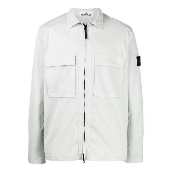 Stone Island Compass Zipped Shirt - White