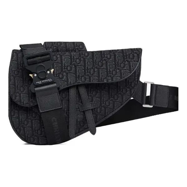 Dior Saddle Bag In Oblique Jacquard - Black