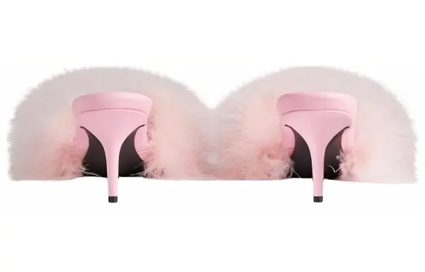 Balenciaga Feather Trimmed High Heel Sandals