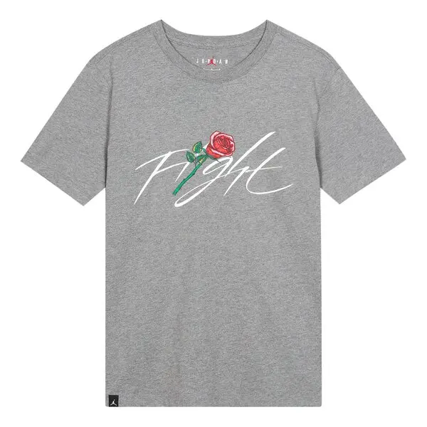 JORDAN Flight Rose T-shirt 'grey - Grey/red/multi-color