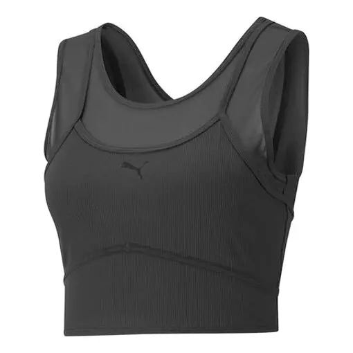 PUMA Studio Layered Crop Top - Black