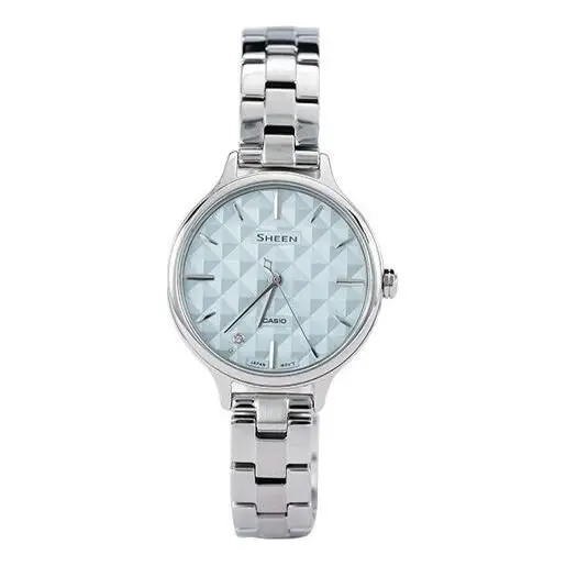 Casio Sheen Series Minimalistic 3d Rhombus Analog Watch - Light Blue