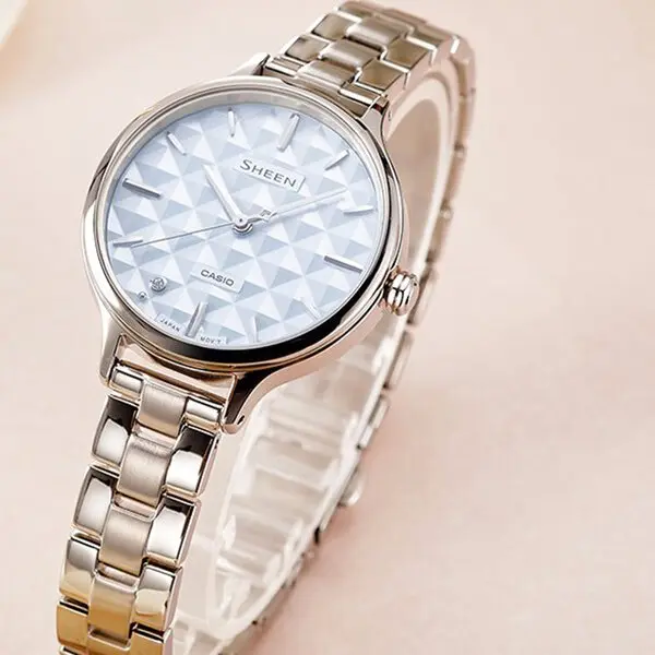 Casio Sheen Series Minimalistic 3d Rhombus Analog Watch