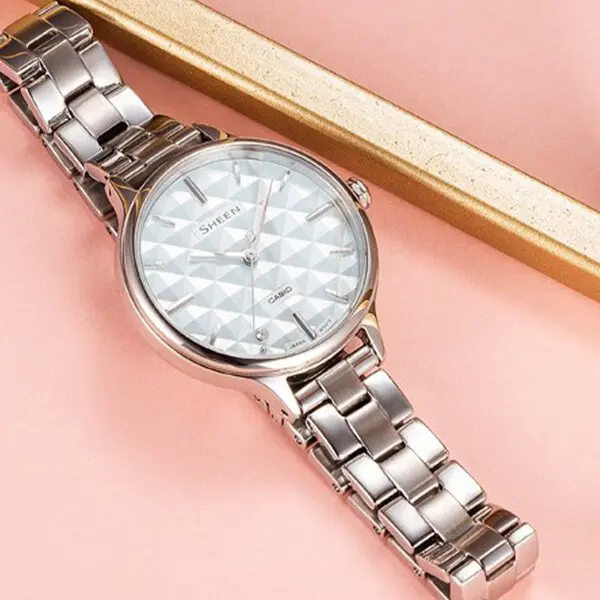 Casio Sheen Series Minimalistic 3d Rhombus Analog Watch