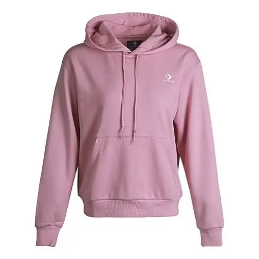 CONVERSE Letter Basical Hooded Pullover - Pink