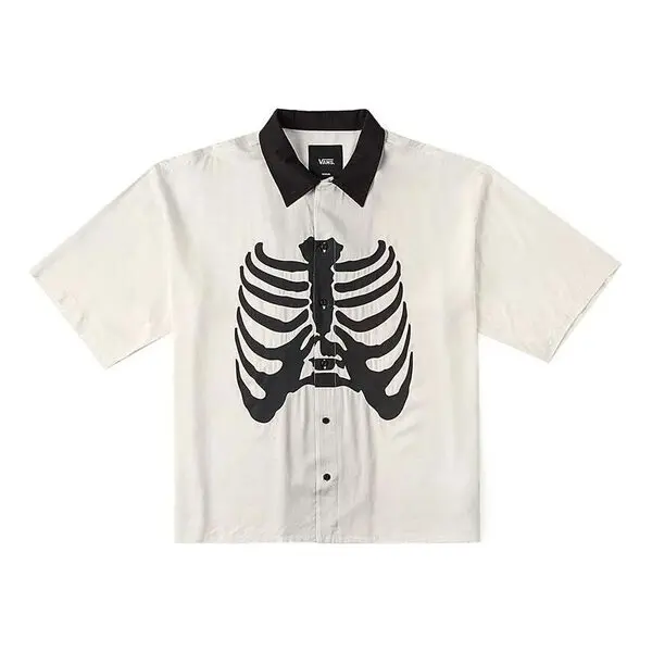 VANS Skeleton Short Sleeve Shirt 'beige Black - Beige/black