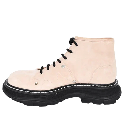 Alexander McQueen Lace Up Combat Boots - Beige/black