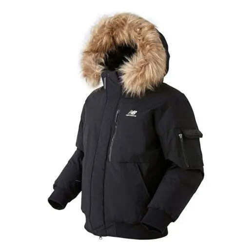 NEW BALANCE Hooded Down Jacket Asia Sizing 'black Brown - Black/brown