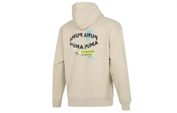 PUMA Oversized Graphic Logo Hoodie - Beige