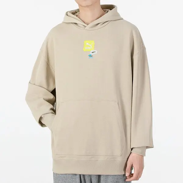 PUMA Oversized Graphic Logo Hoodie - Beige
