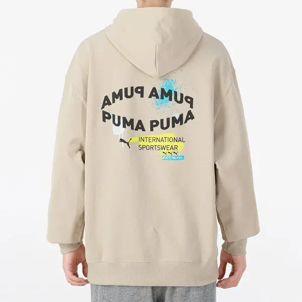 PUMA Oversized Graphic Logo Hoodie - Beige