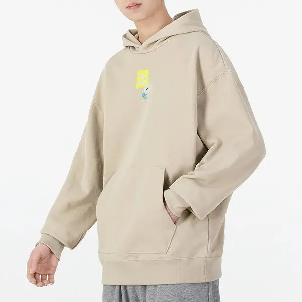 PUMA Oversized Graphic Logo Hoodie - Beige