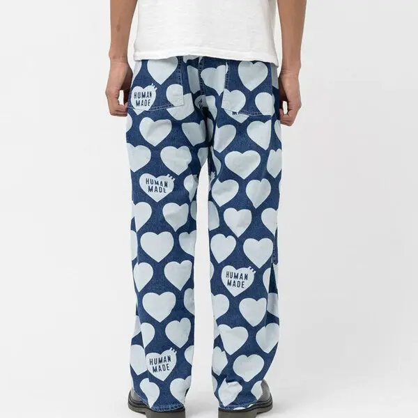 HUMAN MADE Heart Print Baggy Denim Pants