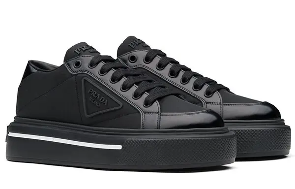 Prada Macro Re-nylon And Brushed Leather Sneakers