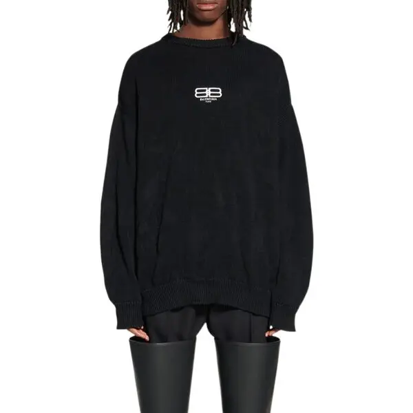 Balenciaga Bb Paris Icon Sweater - Black