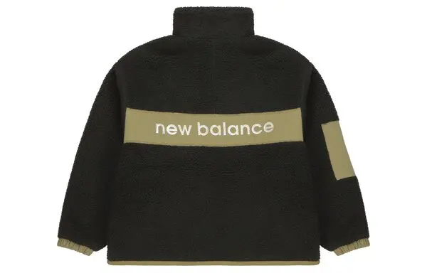 NEW BALANCE Splicing Retro Stand Collar Knit Lamb's Wool Short Jacket
