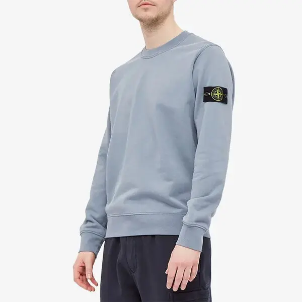 Stone Island Patch Logo Crewneck Sweatshirt - Mid Blue