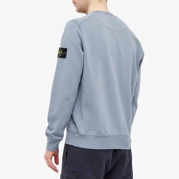 Stone Island Patch Logo Crewneck Sweatshirt - Mid Blue