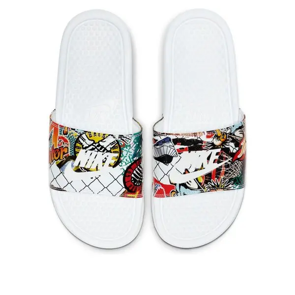Nike Benassi Jdi Print Slide "china Hoop Dreams - White