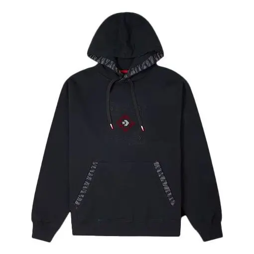 CONVERSE Embroidered Sports Hoodie - Black