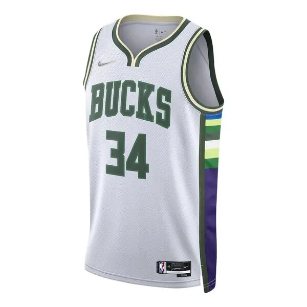 Nike Dri-fit Nba Milwaukee Bucks Giannis No.34 Jersey 'white - Default Color