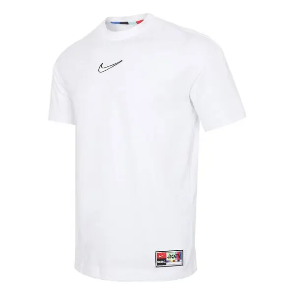Nike Logo Embroidered Woven Label Training Sports Short Sleeve T-shirt - White